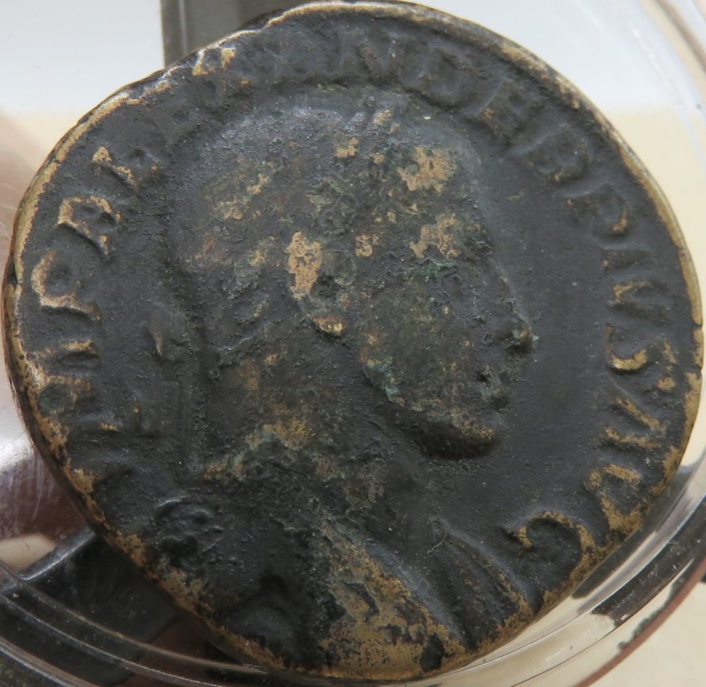 Sestercio do Imperador Romano Severus Alexander, Reverso Provindentia ...